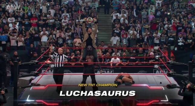 Luchasaurus Wins TNT Title At AEW Collision With Christian Cage's Help ...